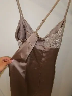 Garage | Intimates & Sleepwear | Garage Brown Satin Slip With Cream ...